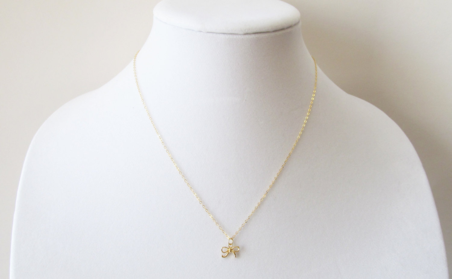 Gold Bow Necklace, Gold Filled Necklace Gift For Her on Luulla